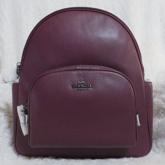 Coach | Bags | Coach Leather Court Backpack Boysenberry | Poshmark